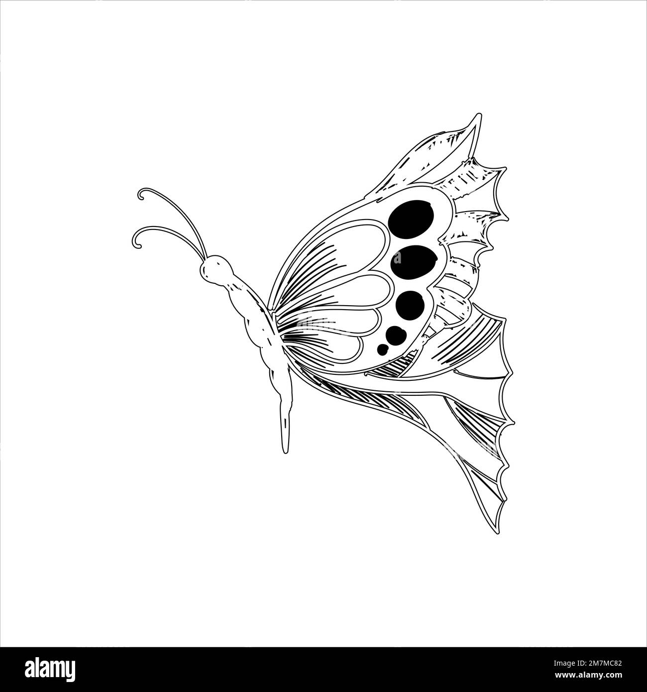 Butterfly Set Graphic Black White Isolated Sketch Illustration Vector Modern Seamless Pattern
