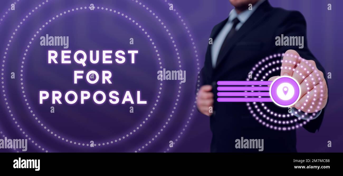 Writing displaying text Request For Proposal. Concept meaning document ...