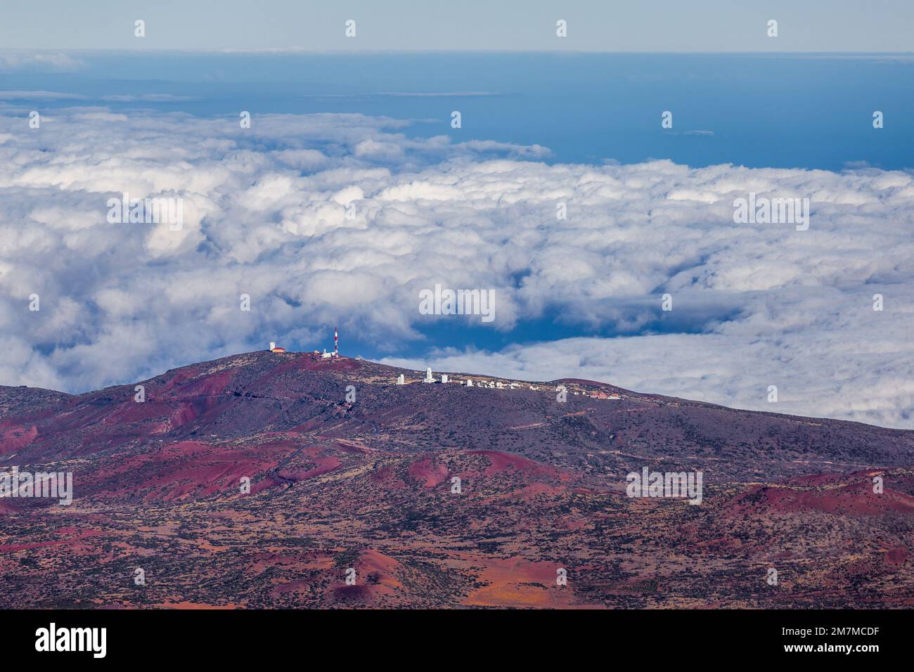 Telephoto view of the observatory facilities at a hilltop in the ...
