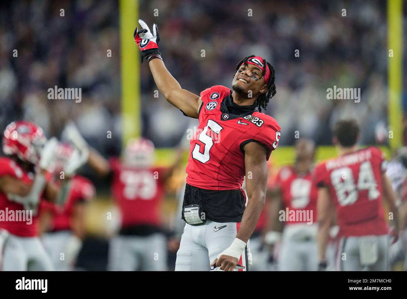Georgia defensive back Kelee Ringo (5) reacts during the second half of ...