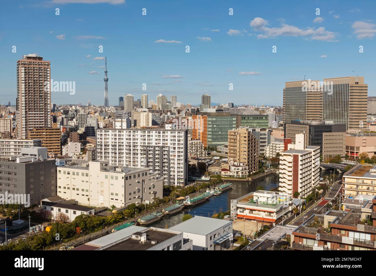 Japan, Honshu, Tokyo, Typical City Urban View and Tokyo Skytree Tower ...