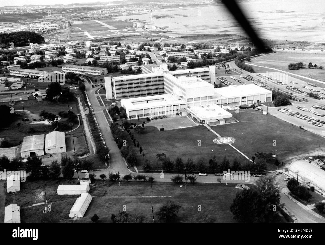 An aerial view of the north side of the U.S. Army Hospital, Camp Kuwae ...