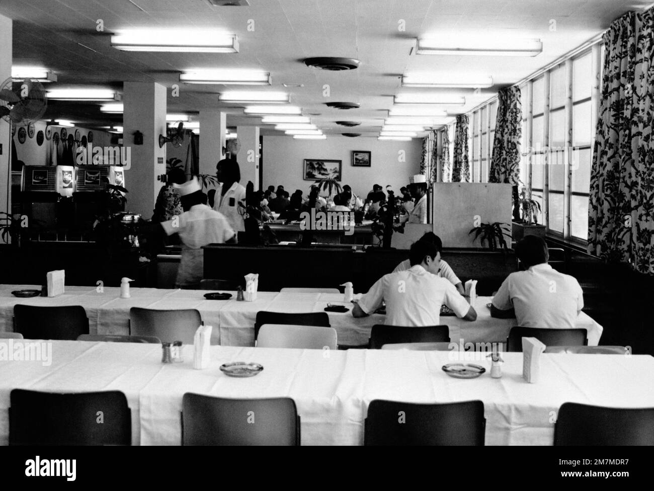 The dining area at the U.S. Army Hospital, Camp Kuwae, which serves ...