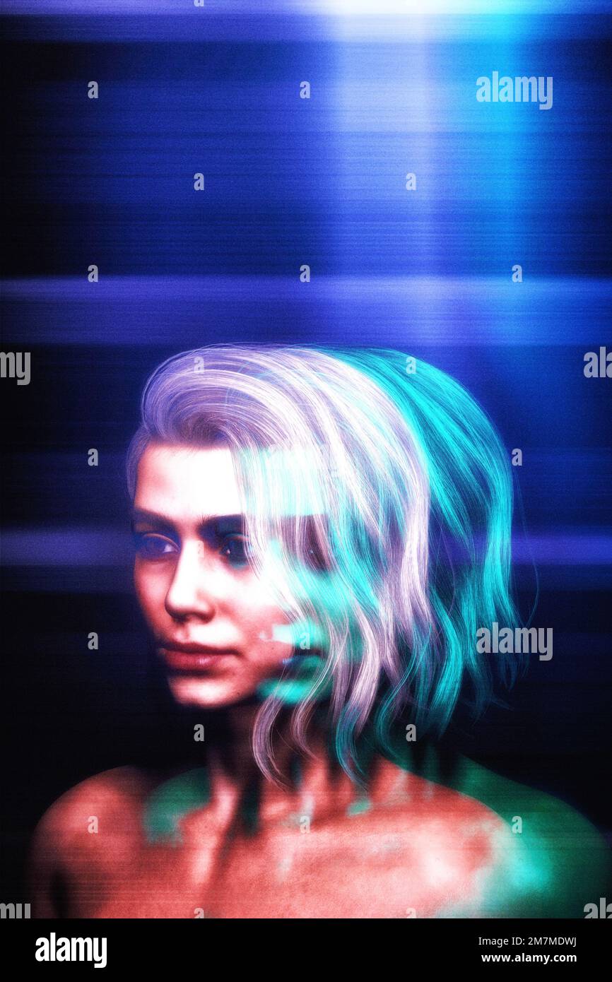 3D illustration of a woman with a glitch effect Stock Photo - Alamy