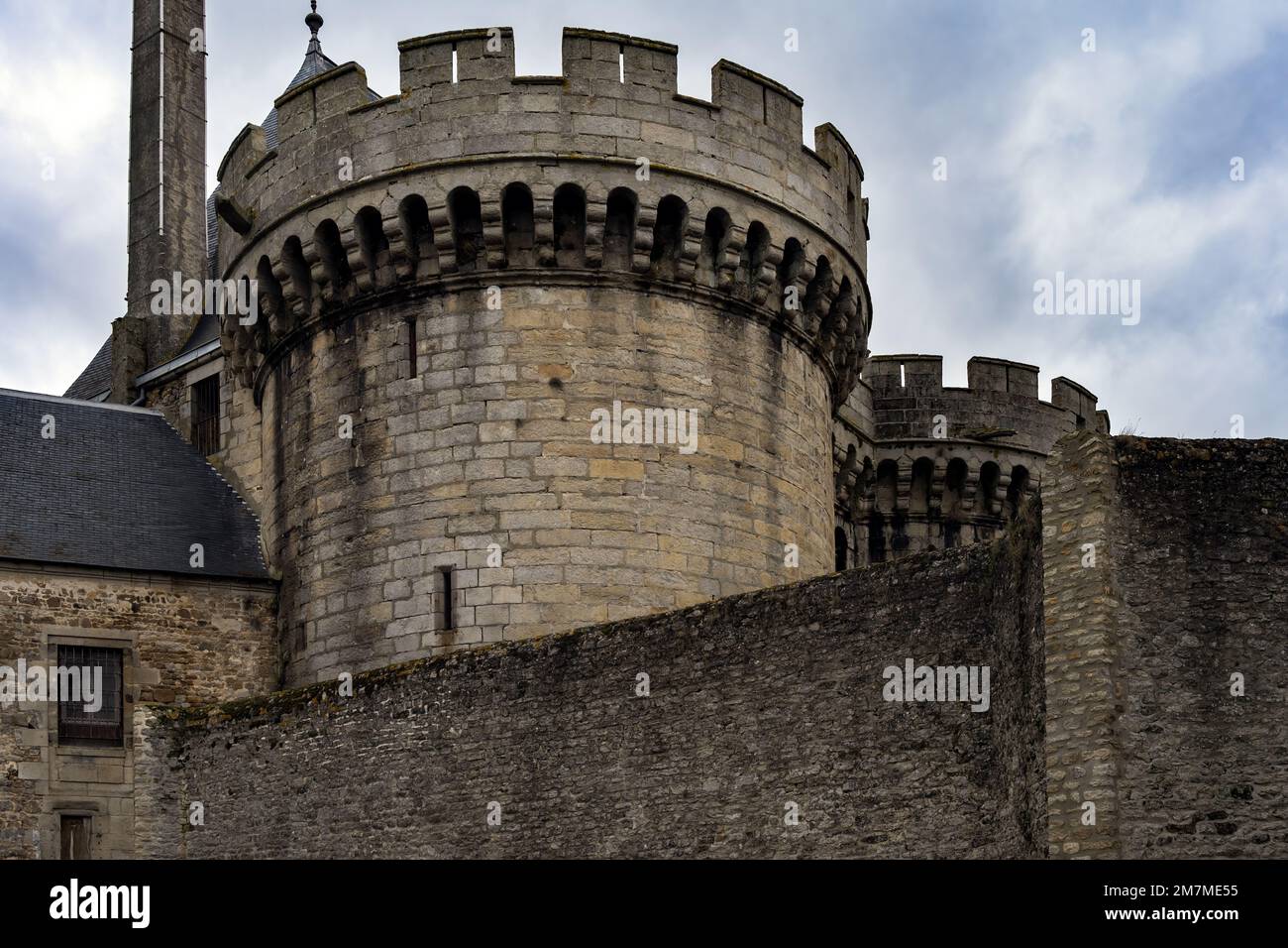 Detail of the medieval castle of the Dukes of Alençon, Normandy, France ...