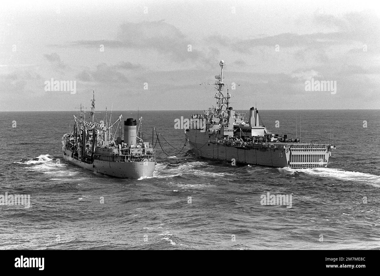 Aerial port quarter view of the fleet oiler USNS MARIAS (T-AO 57), left ...