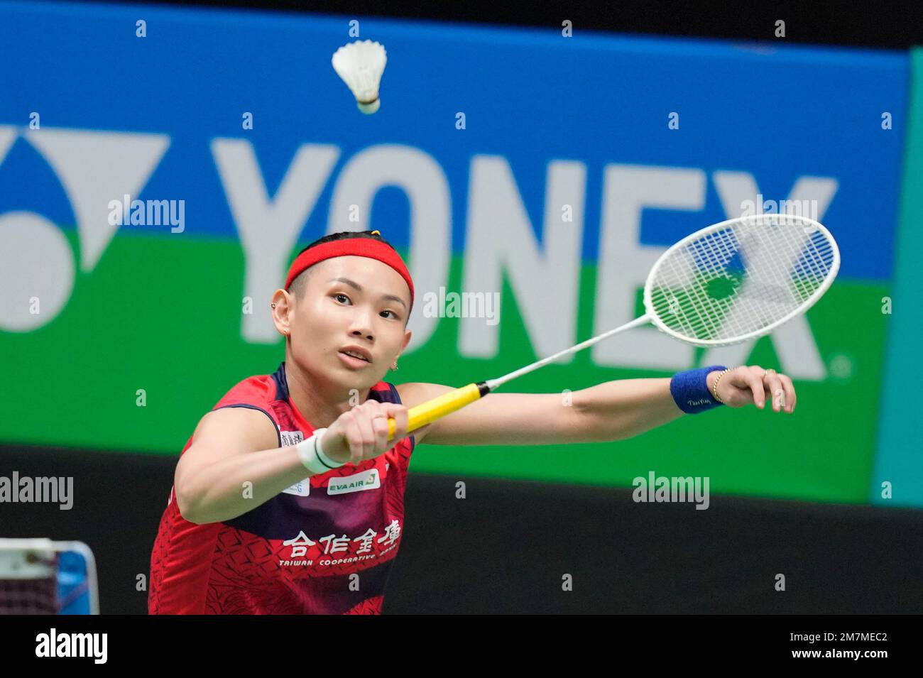 Taiwan's Tai Tzu Ying returns a shot to Spain's Clara Azurmendi during ...