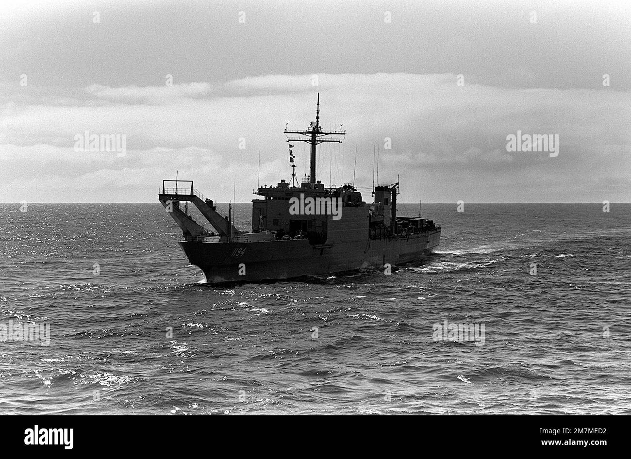 Aerial port bow view of the tank landing ship USS LA MOURE COUNTY (LST ...