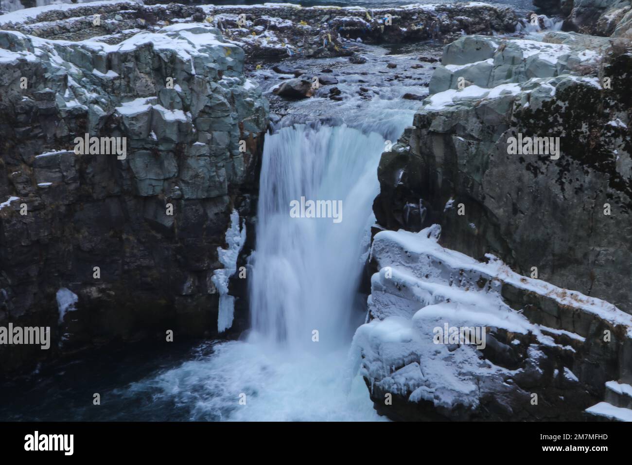 January 10, 2023, Kulgam, Jammu and Kashmir, India: A long exposure ...