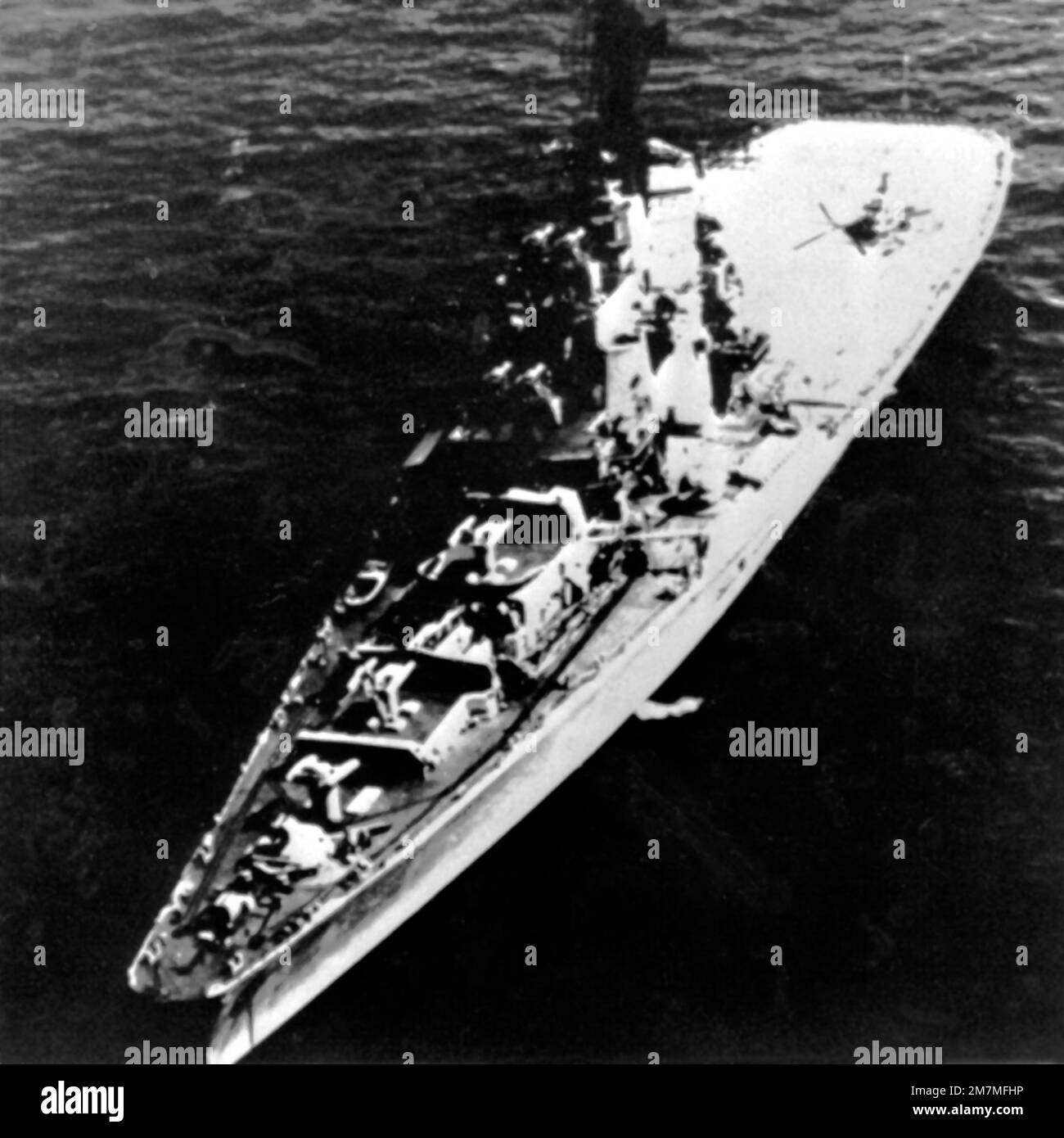 A port bow view of a Soviet Moskva class helicopter cruiser underway ...