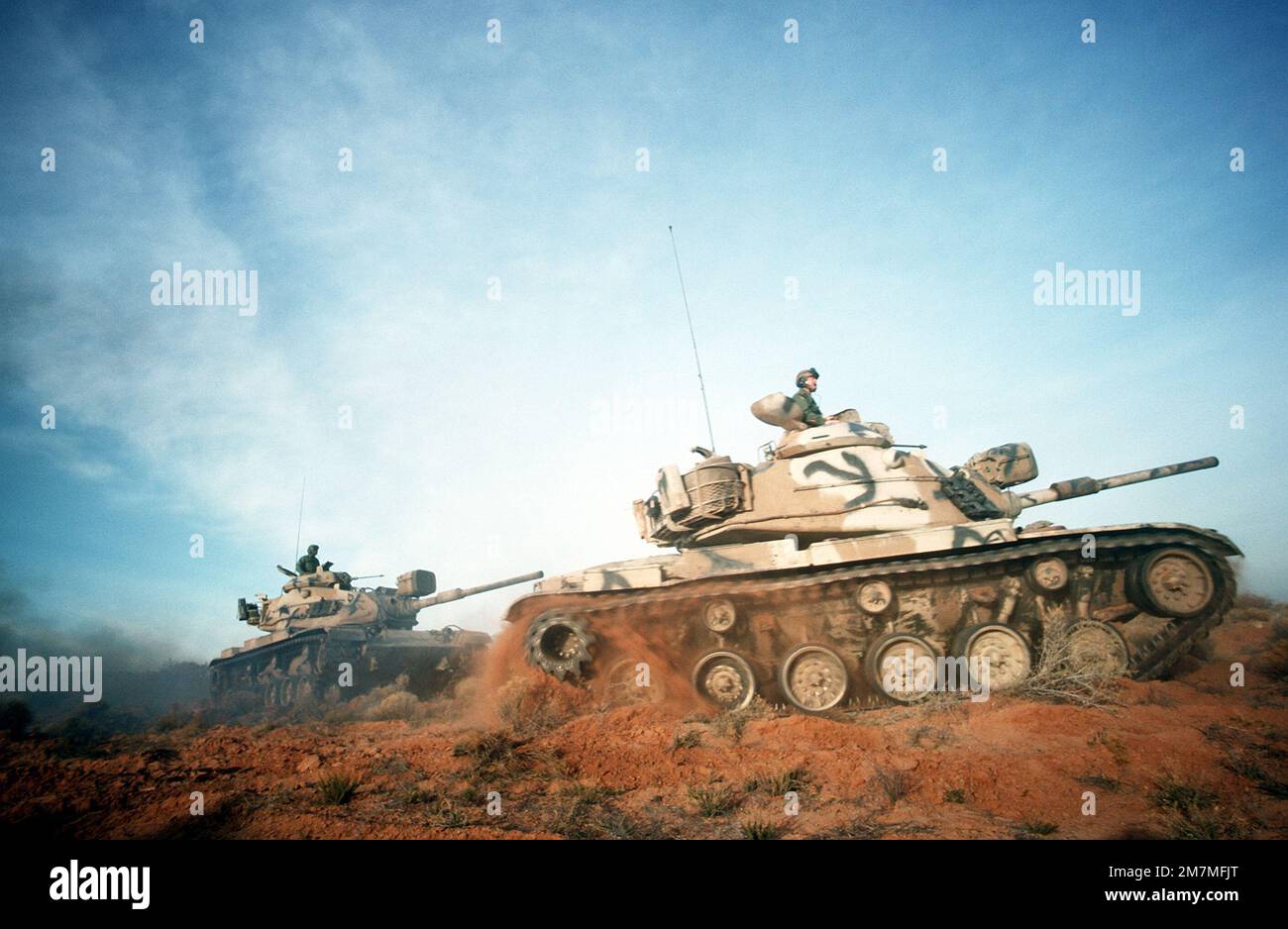 M-60 main battle tanks move out during a field training exercise ...