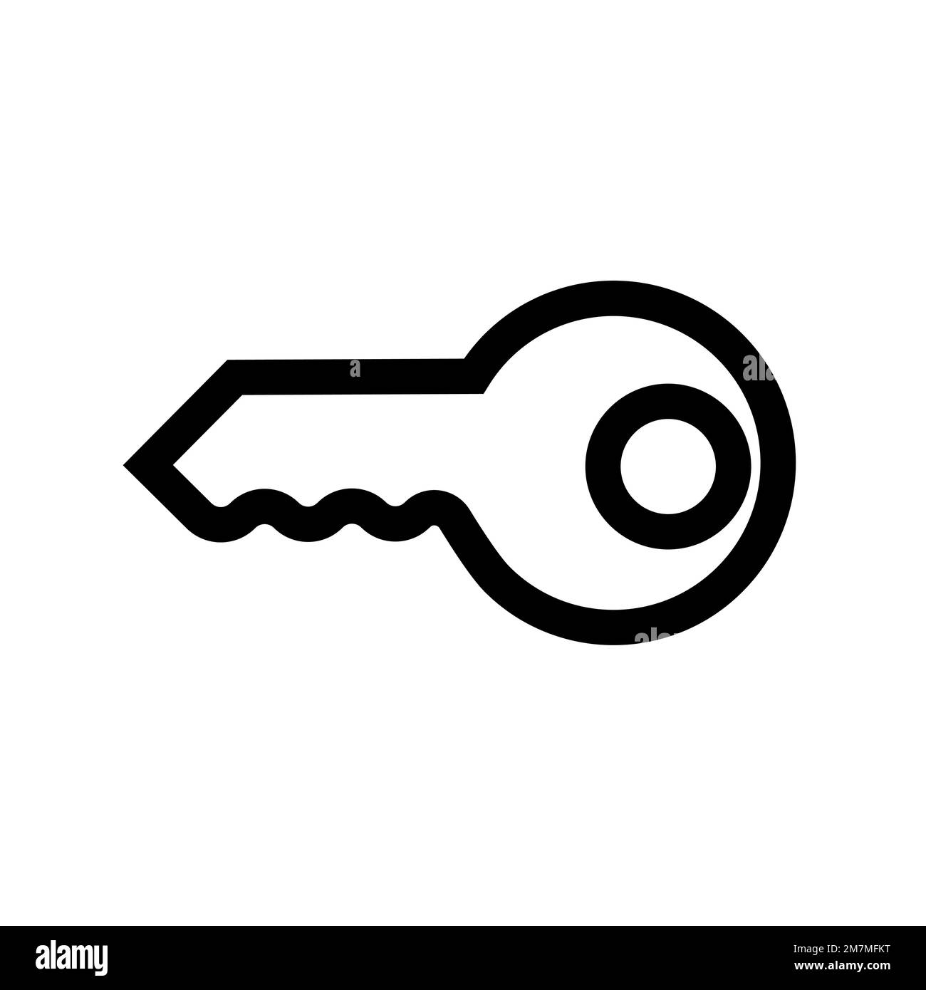 Key icon line isolated on white background. Black flat thin icon on ...