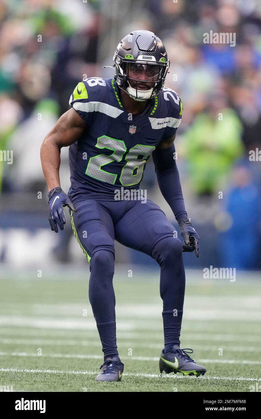Seattle Seahawks cornerback Justin Coleman (28) gets set during an NFL ...