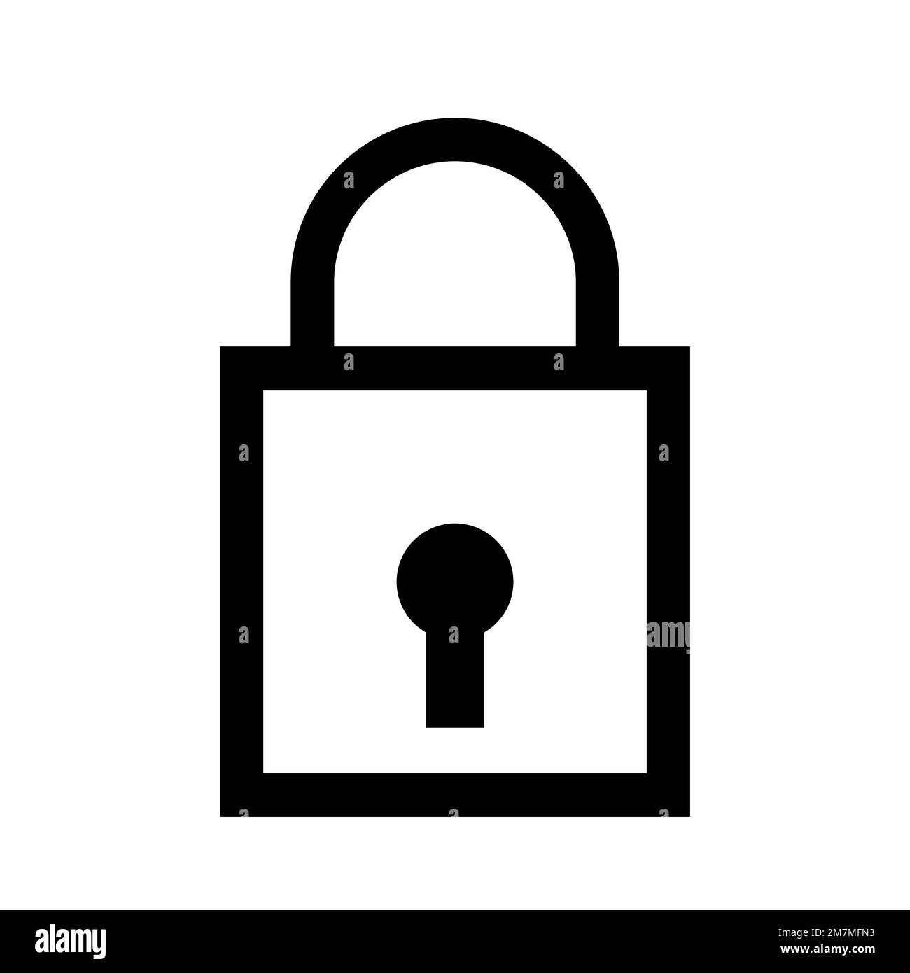 Padlock icon line isolated on white background. Black flat thin icon on ...