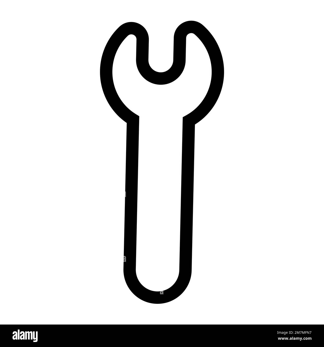 Wrench icon line isolated on white background. Black flat thin icon on ...