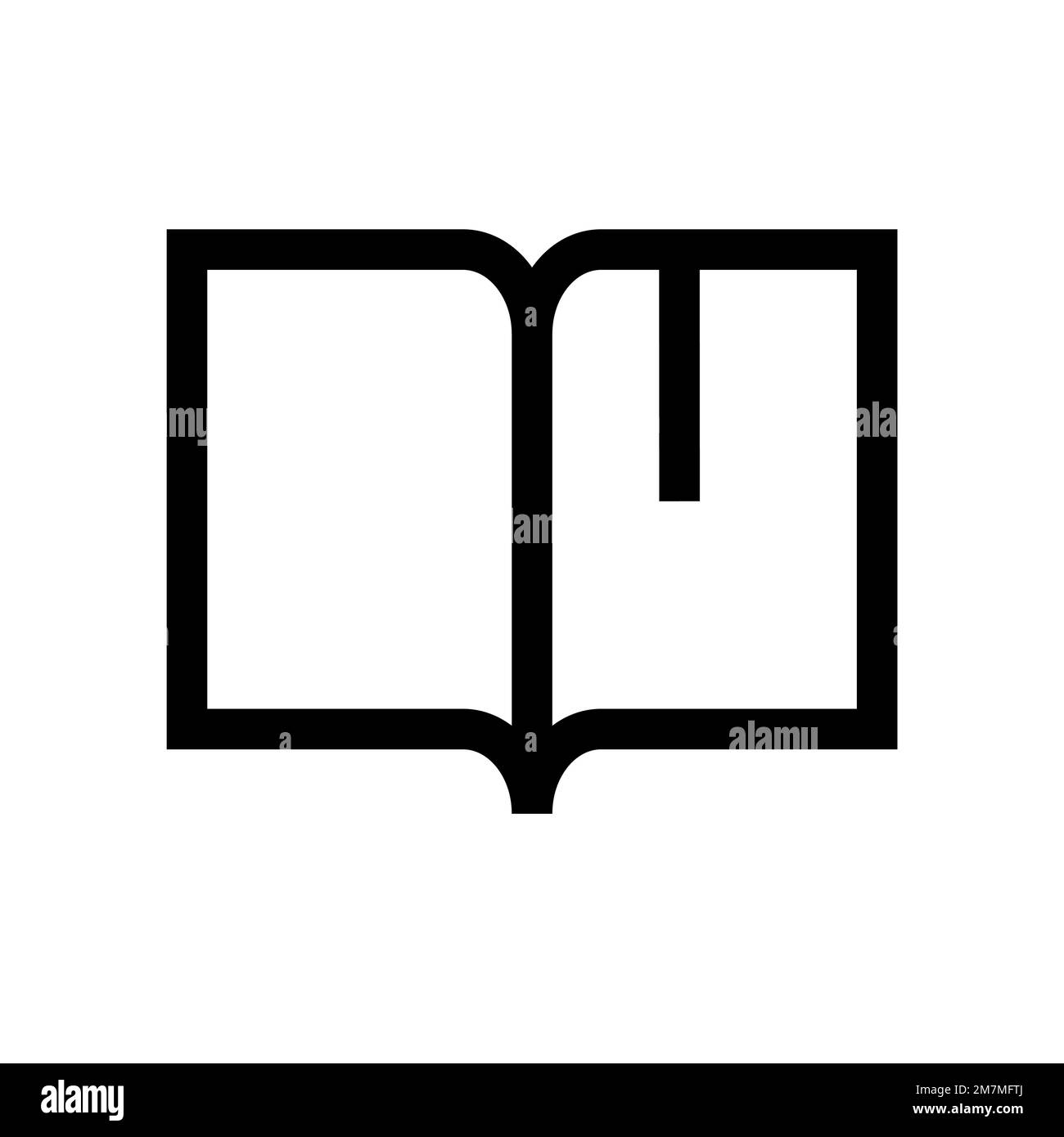 Book icon line isolated on white background. Black flat thin icon on ...