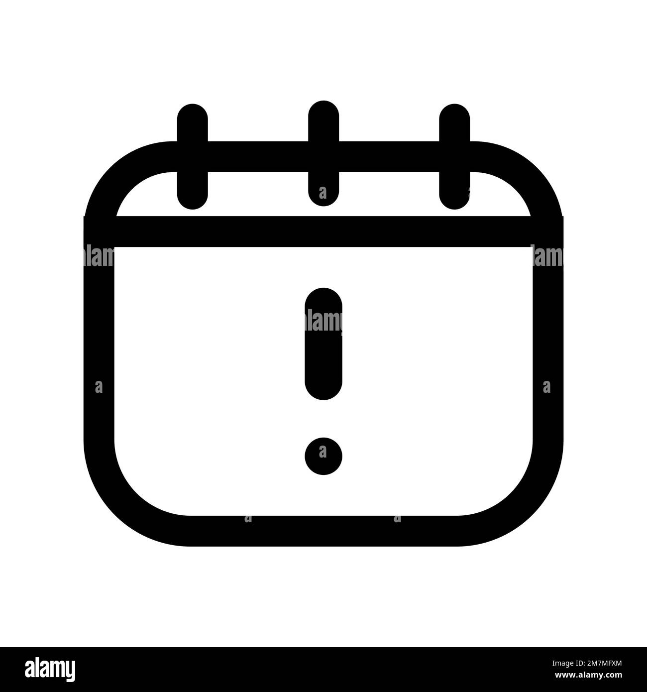 Calendar warning icon line isolated on white background. Black flat ...