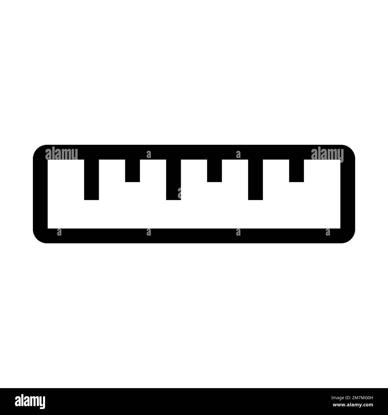 School ruler icon line isolated on white background. Black flat thin ...