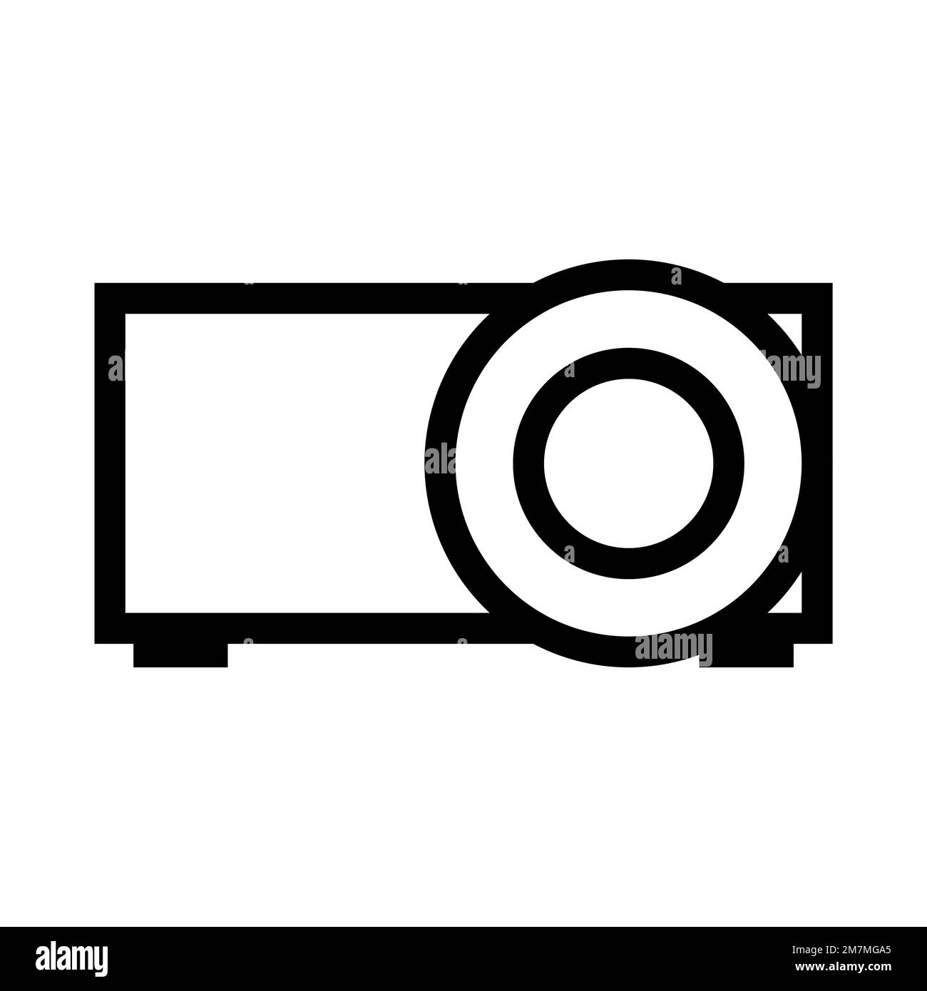 Projector icon line isolated on white background. Black flat thin icon ...