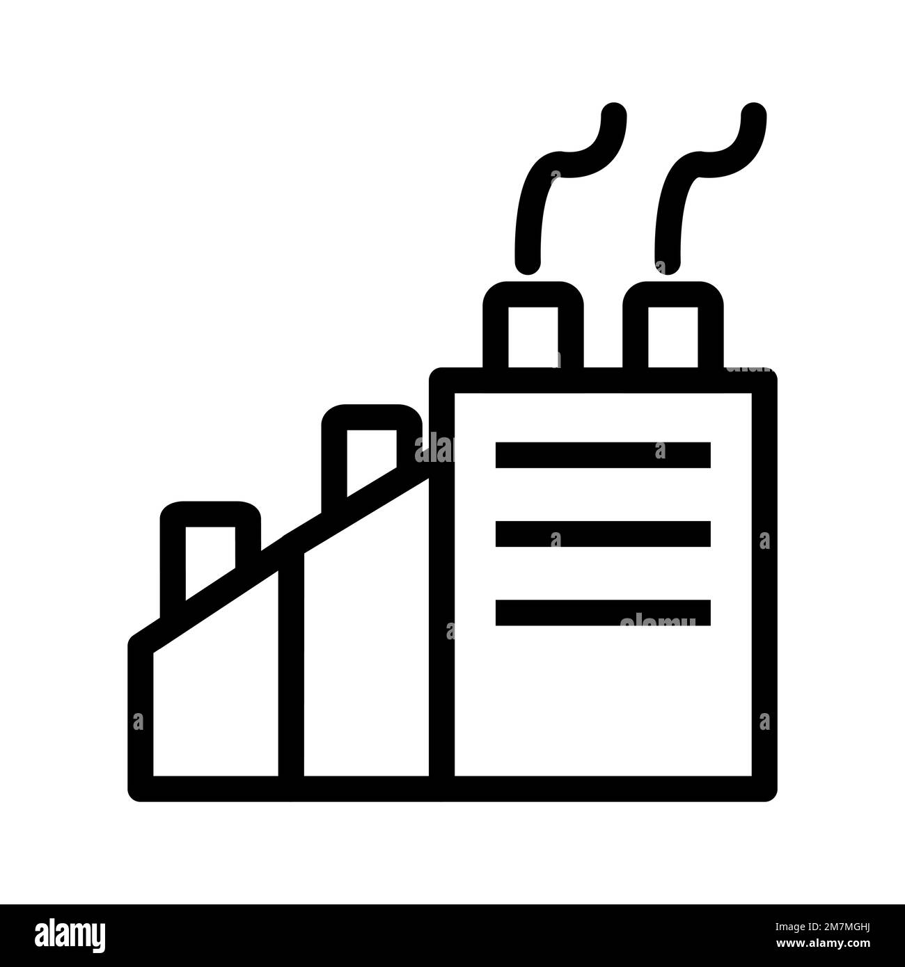 Factory building icon line isolated on white background. Black flat ...