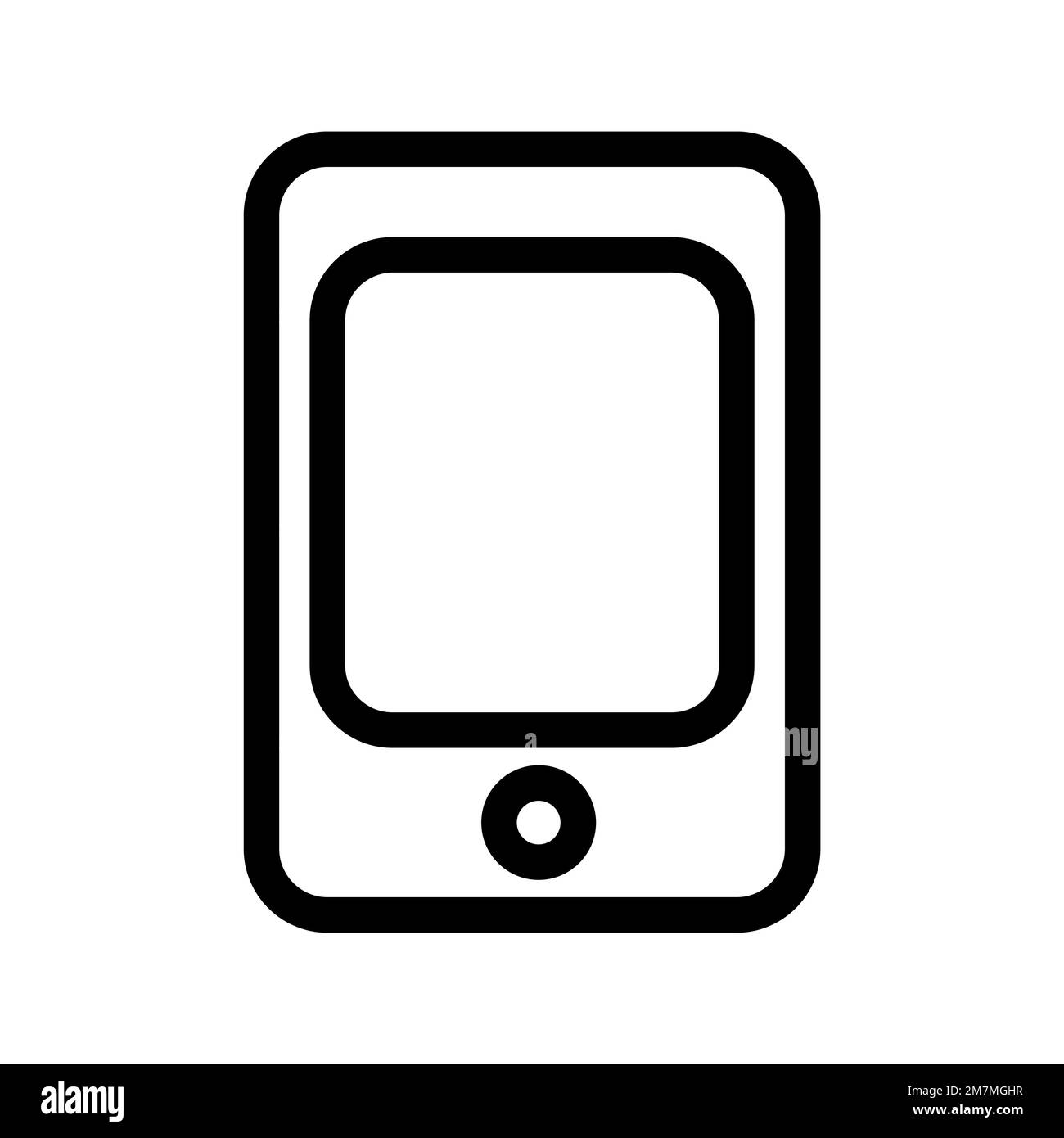 Tablet icon line isolated on white background. Black flat thin icon on ...