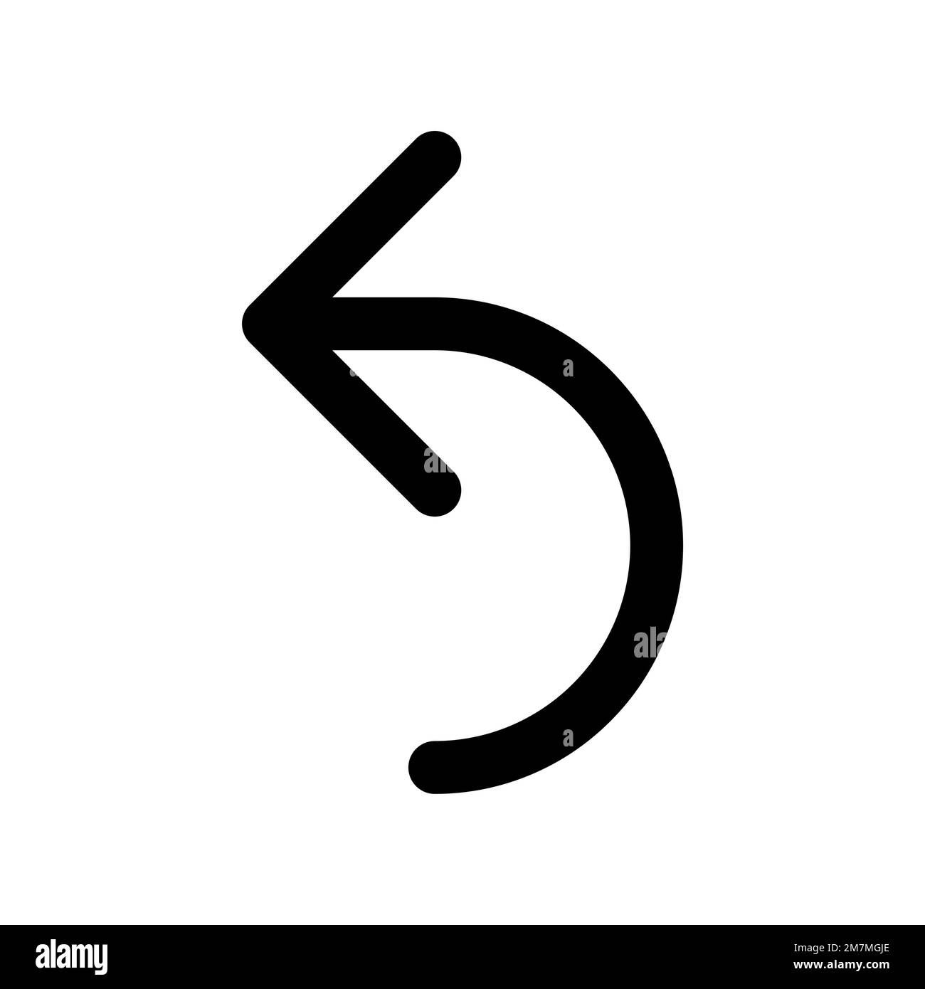 Undo action icon line isolated on white background. Black flat thin icon on modern outline style ...