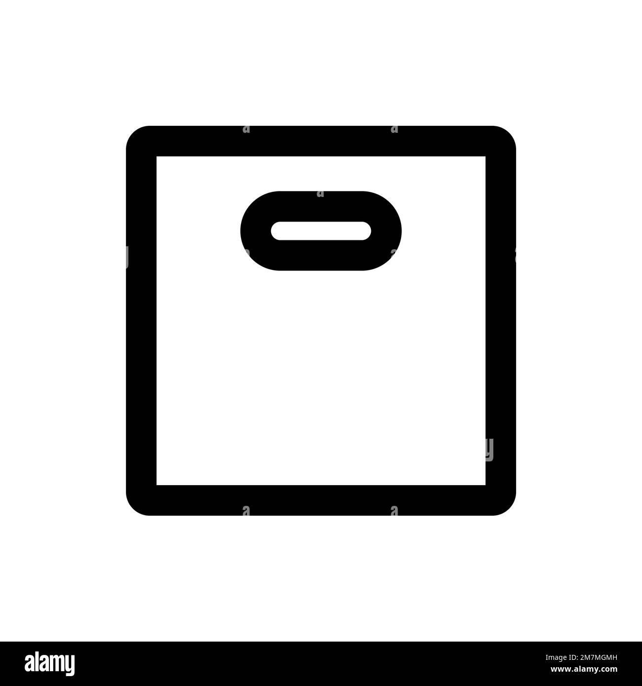Cardboard box icon line isolated on white background. Black flat thin ...