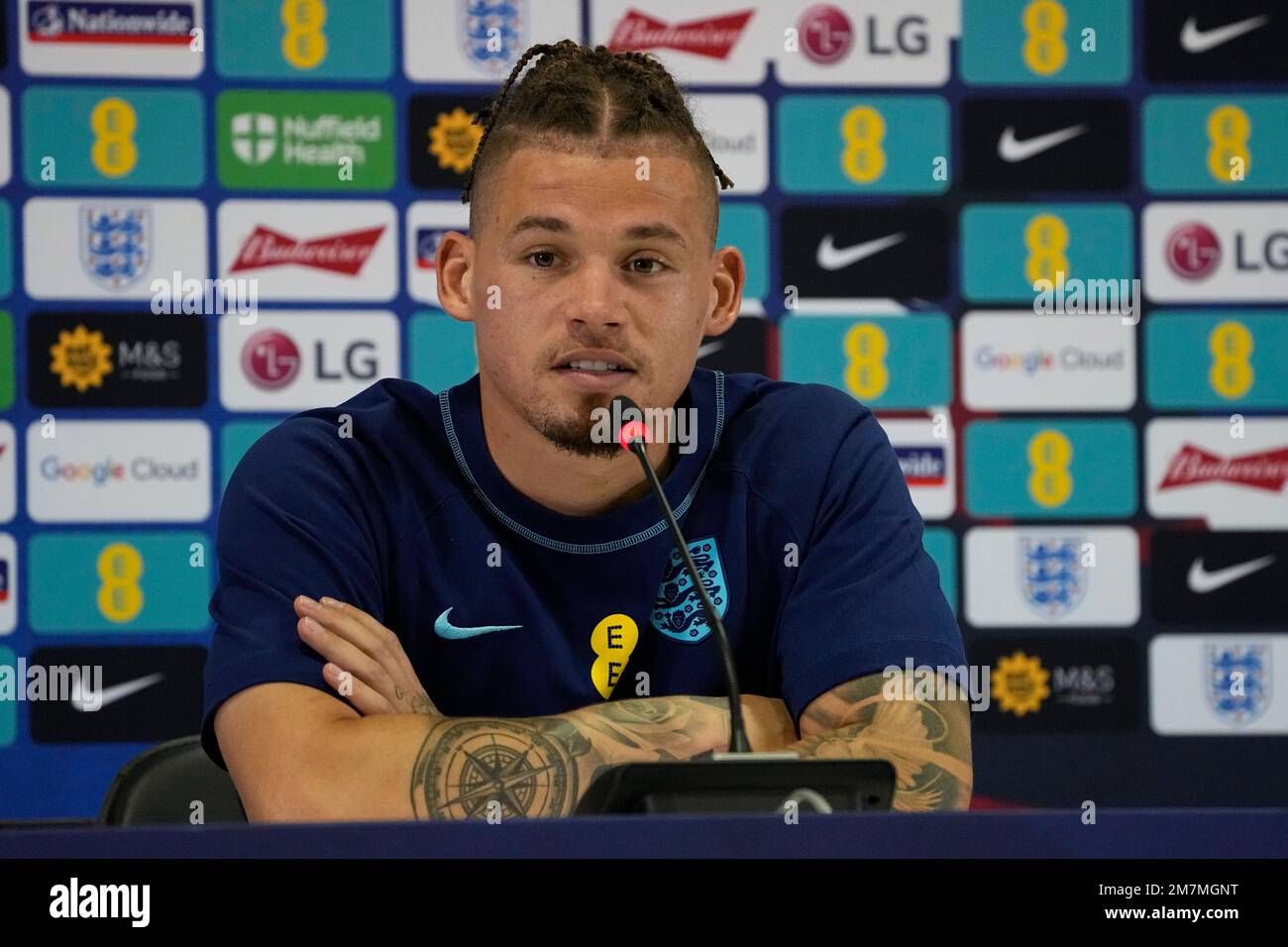 England's Kalvin Phillips speaks to the media during a press conference ... England's Kalvin Phillips speaks to the media during a press conference ...