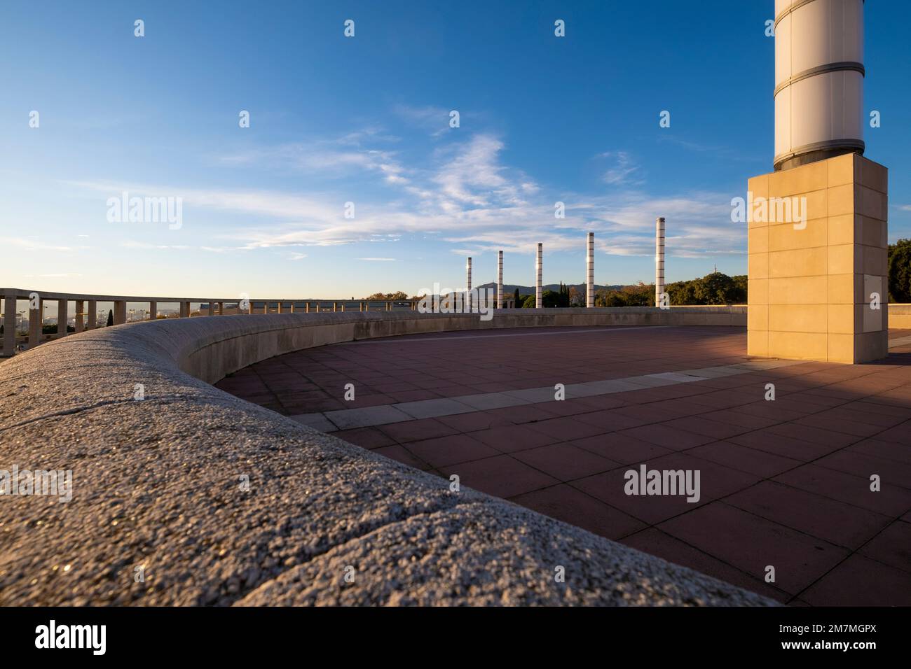 Architectural landscape in the Olympic ring where the Barcelona Olympic ...