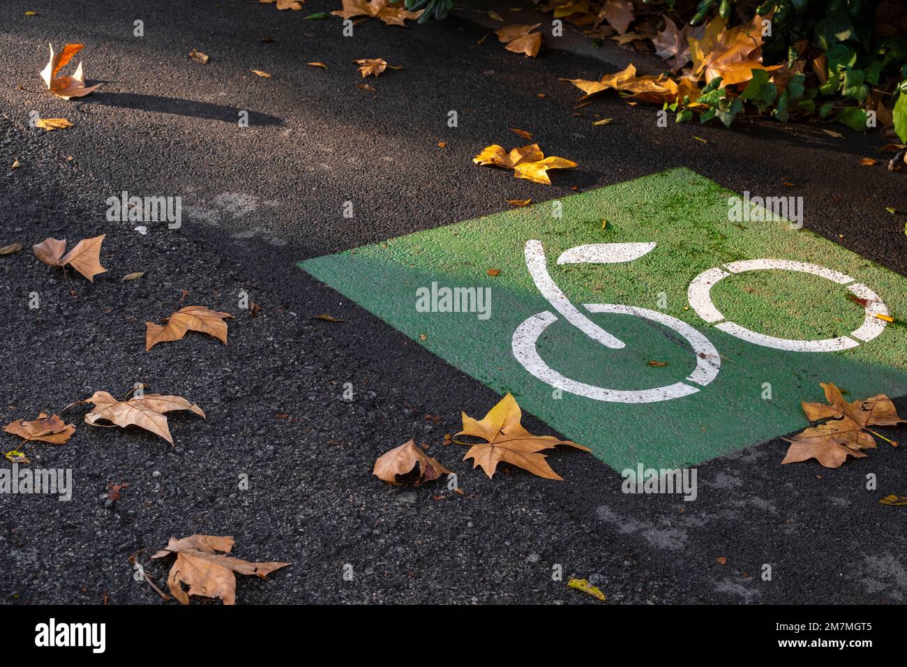Traffic sign for exclusive lane for bicycles in the city of Barcelona ...