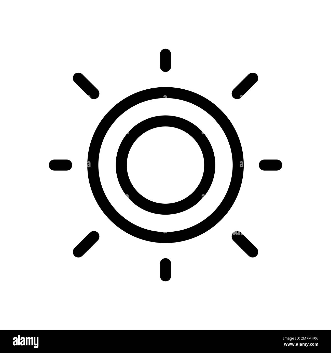 Sun icon line isolated on white background. Black flat thin icon on ...