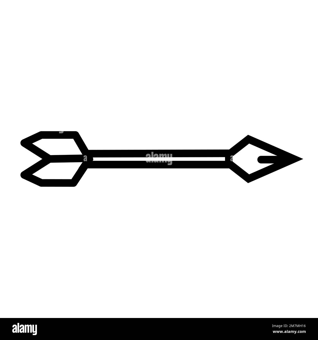 Bow arrow line isolated on white background. Black flat thin icon on ...