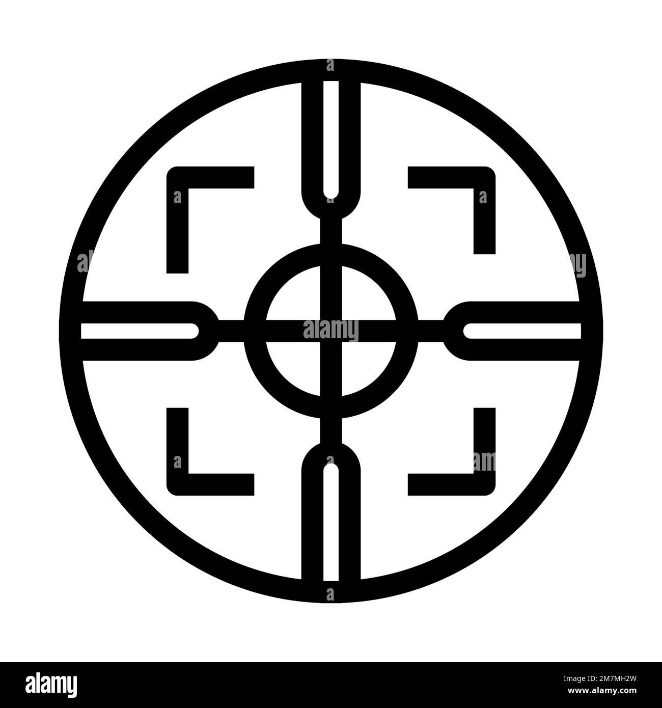 Weapon sight icon line isolated on white background. Black flat thin ...