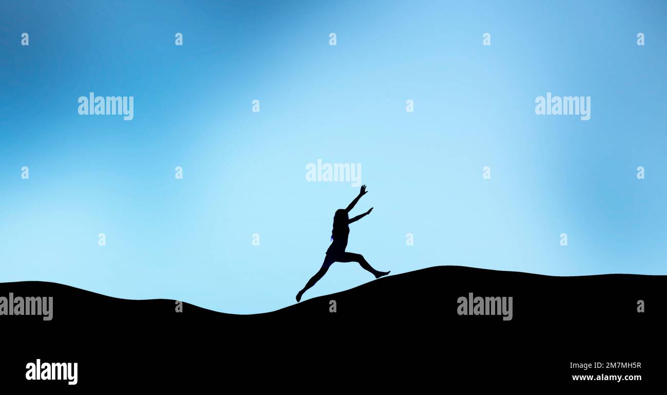 Running silhouette woman hi-res stock photography and images - Alamy
