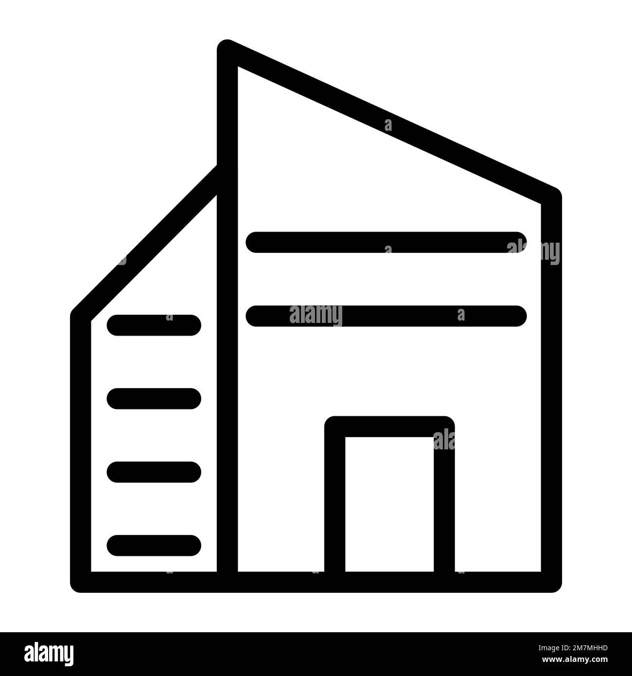 Building icon line isolated on white background. Black flat thin icon ...