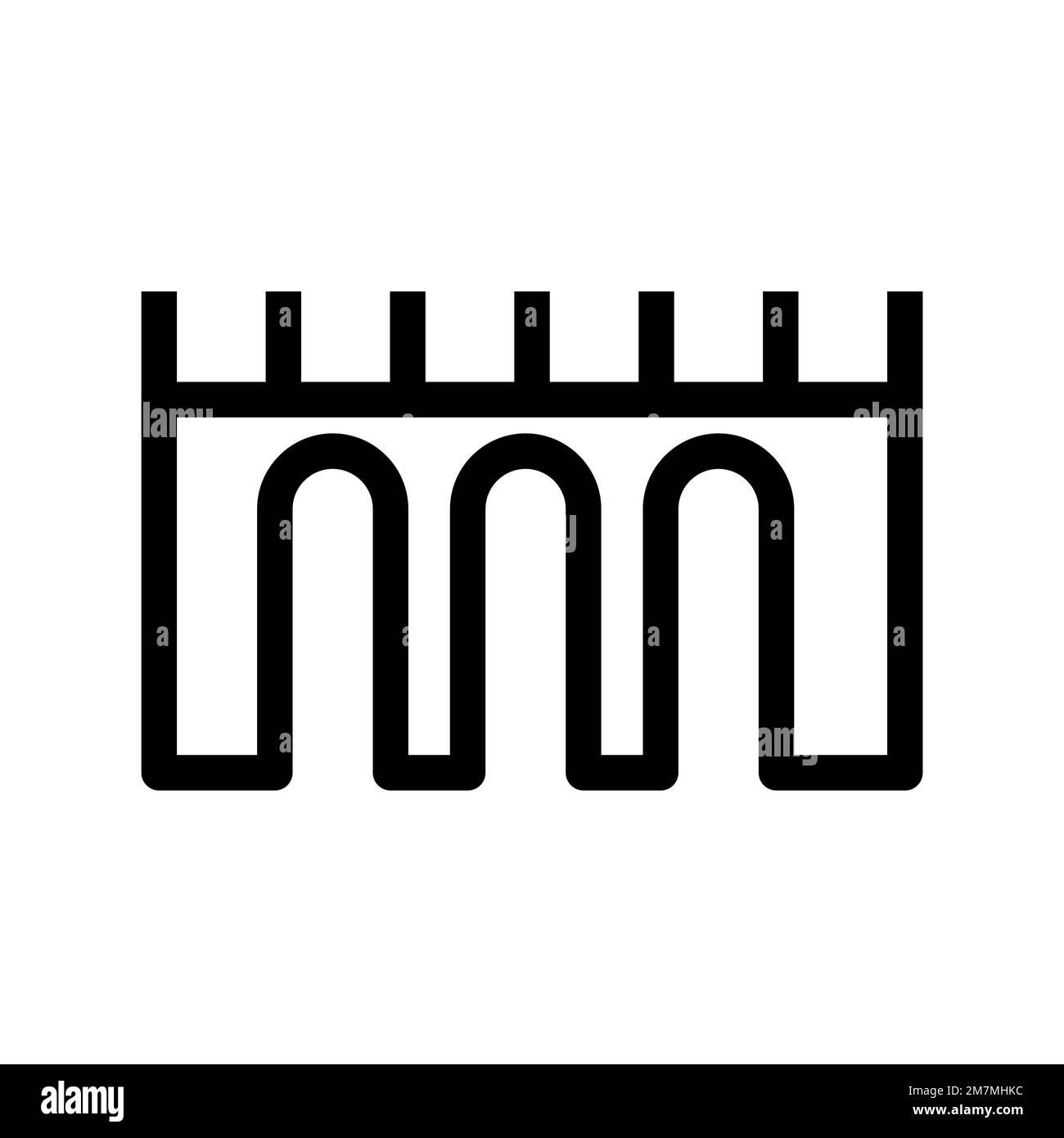 Bridge icon line isolated on white background. Black flat thin icon on modern outline style ...