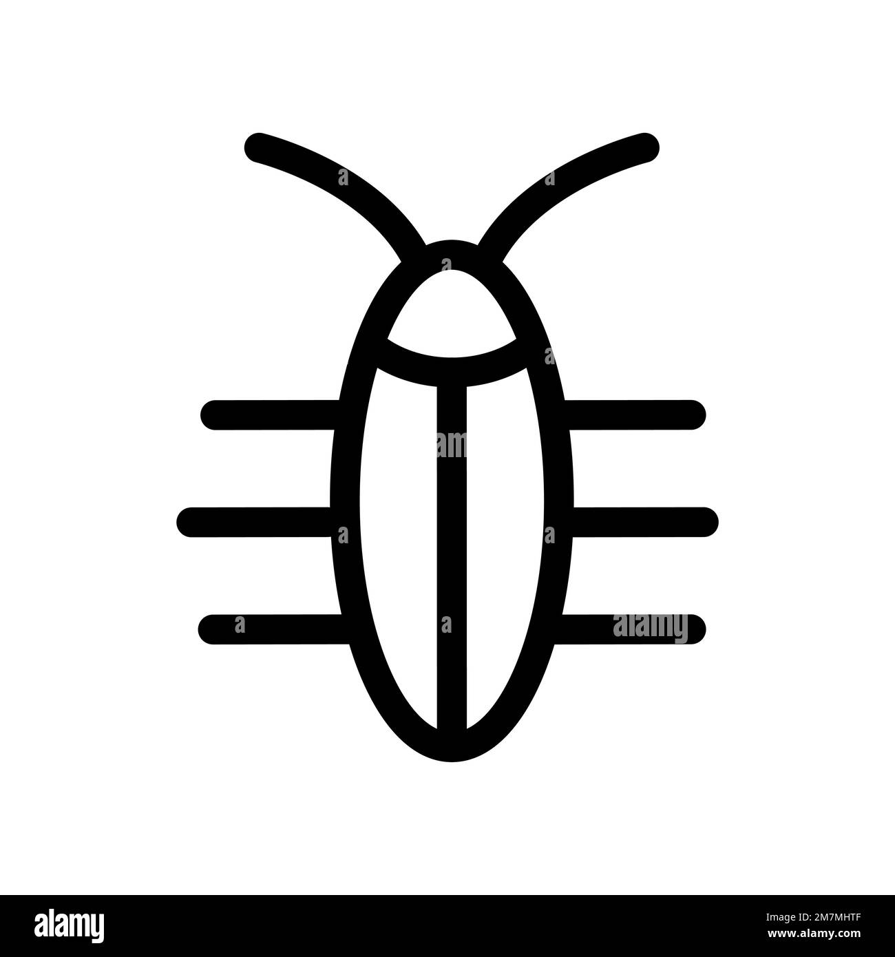 Bug icon line isolated on white background. Black flat thin icon on ...