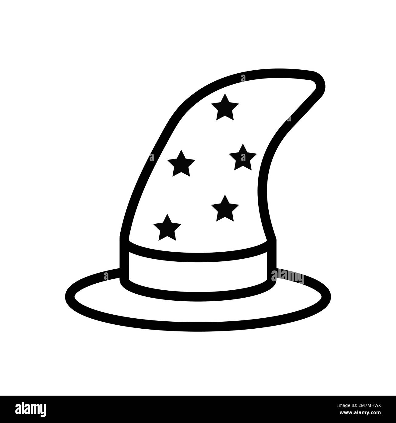 Wizard hat line icon isolated on white background. Black flat thin icon ...