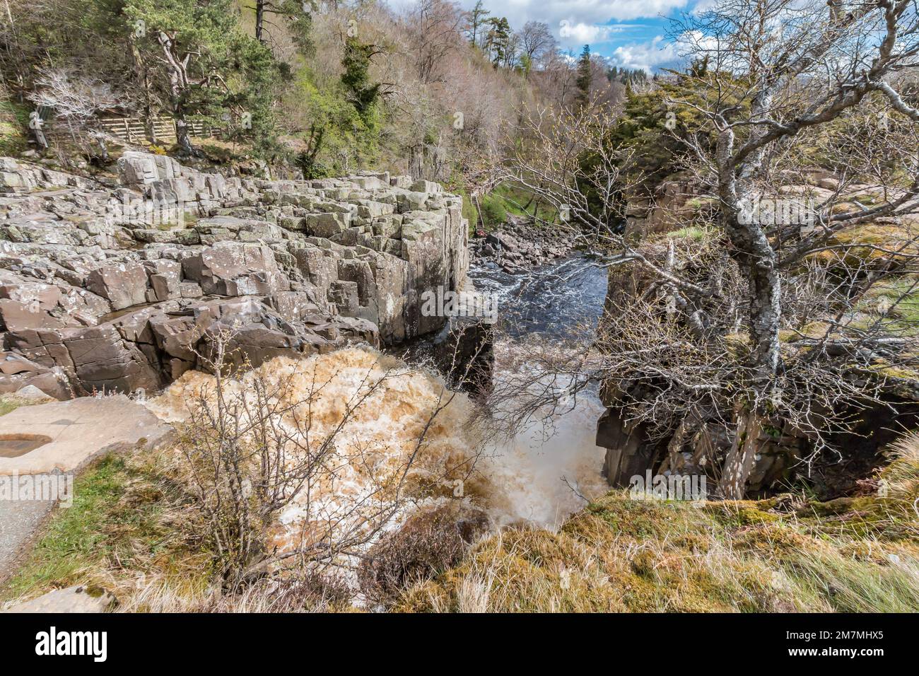 High Force waterfall in Teesdale looking down from the top Stock Photo ...