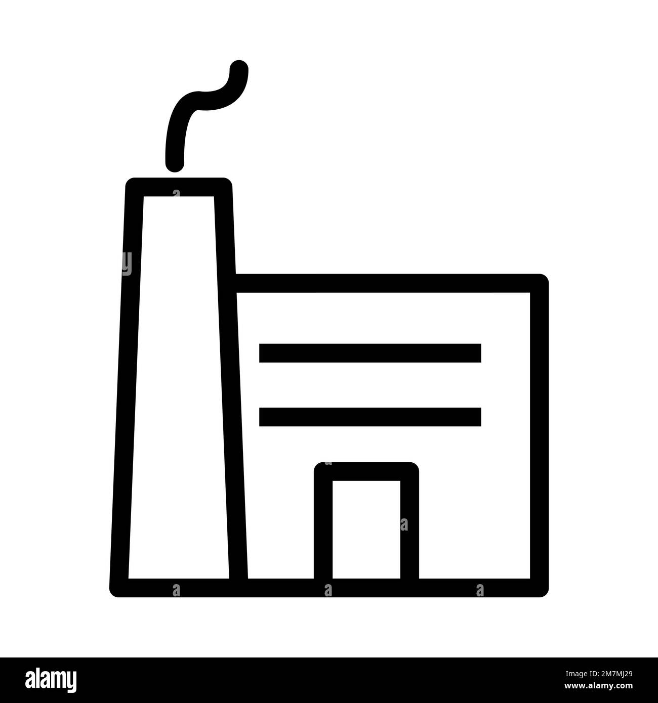 Factory building icon line isolated on white background. Black flat ...