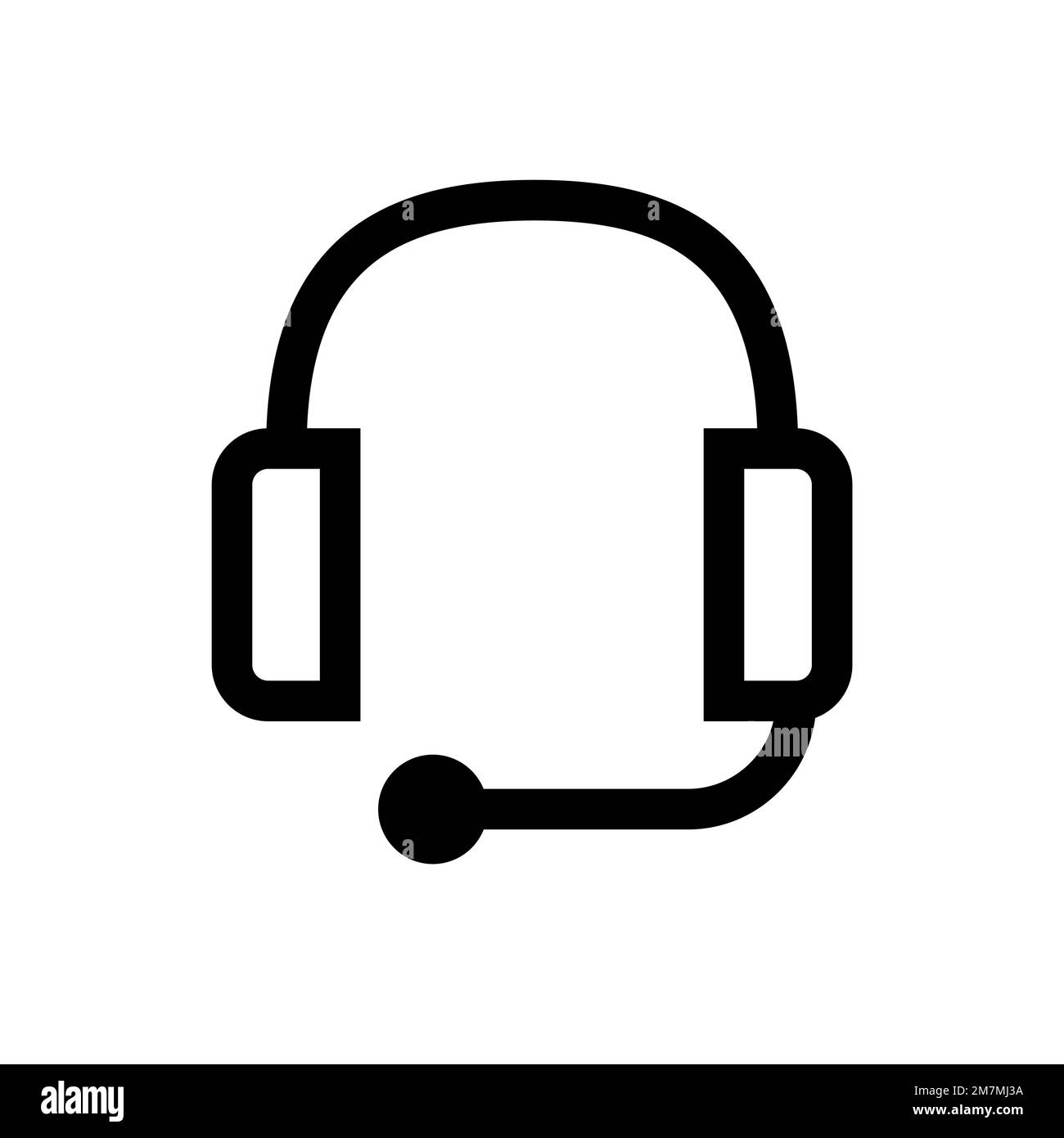 Support headphones icon line isolated on white background. Black flat ...