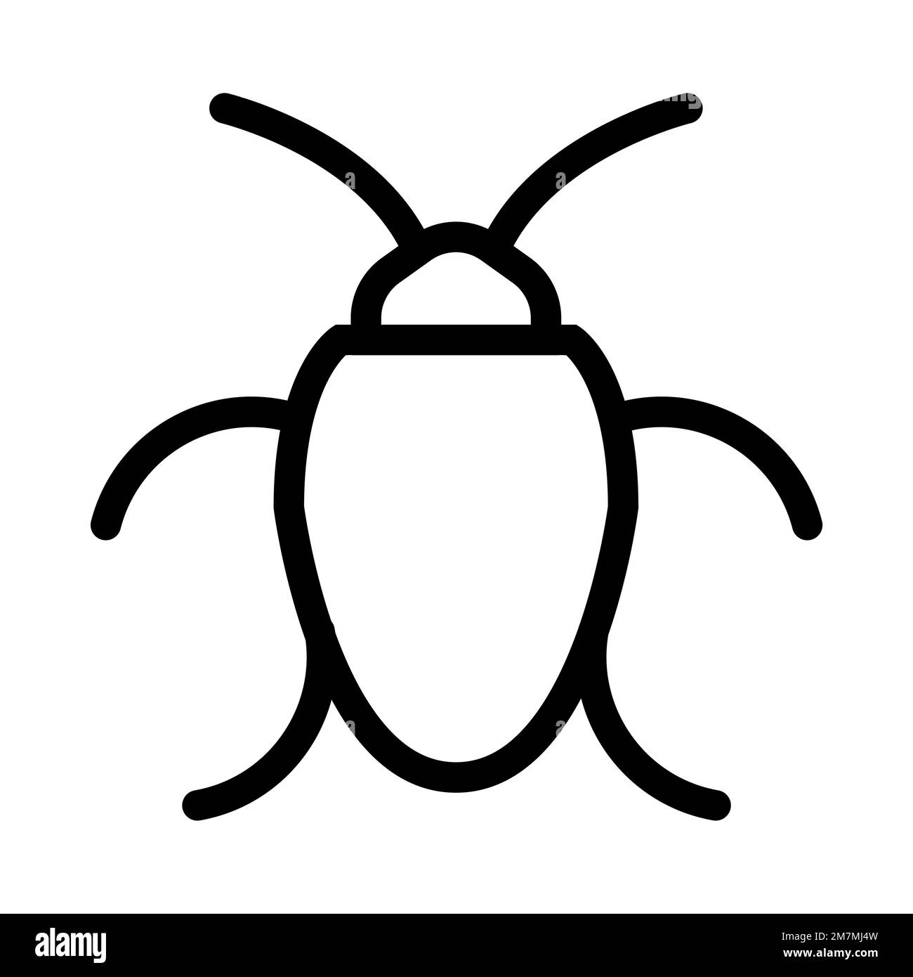 Bug icon line isolated on white background. Black flat thin icon on ...