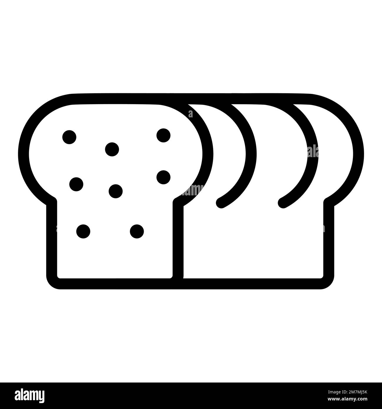 Bread toast line icon isolated on white background. Black flat thin ...