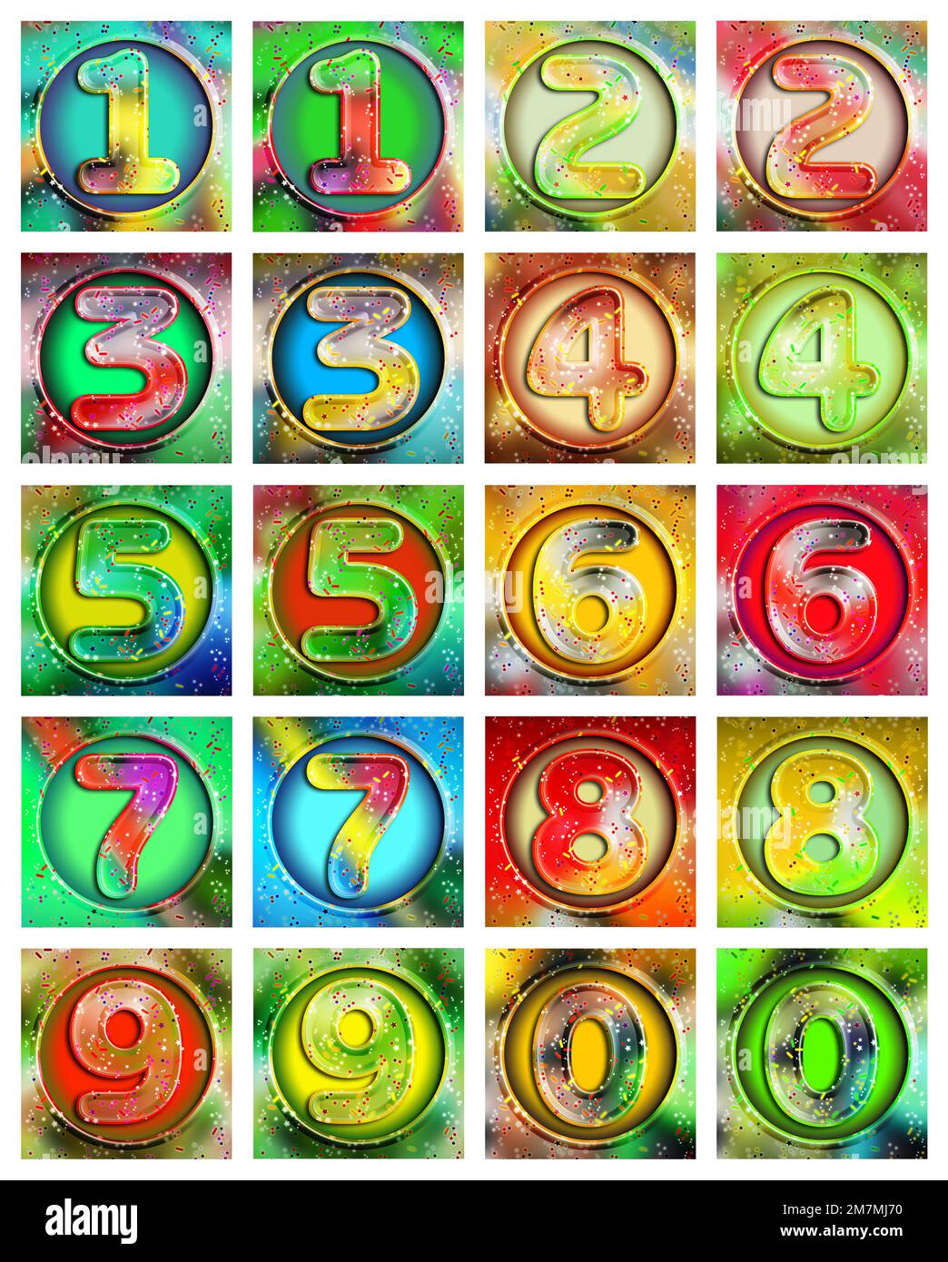 Numbers collection on colored backgrounds Stock Photo - Alamy