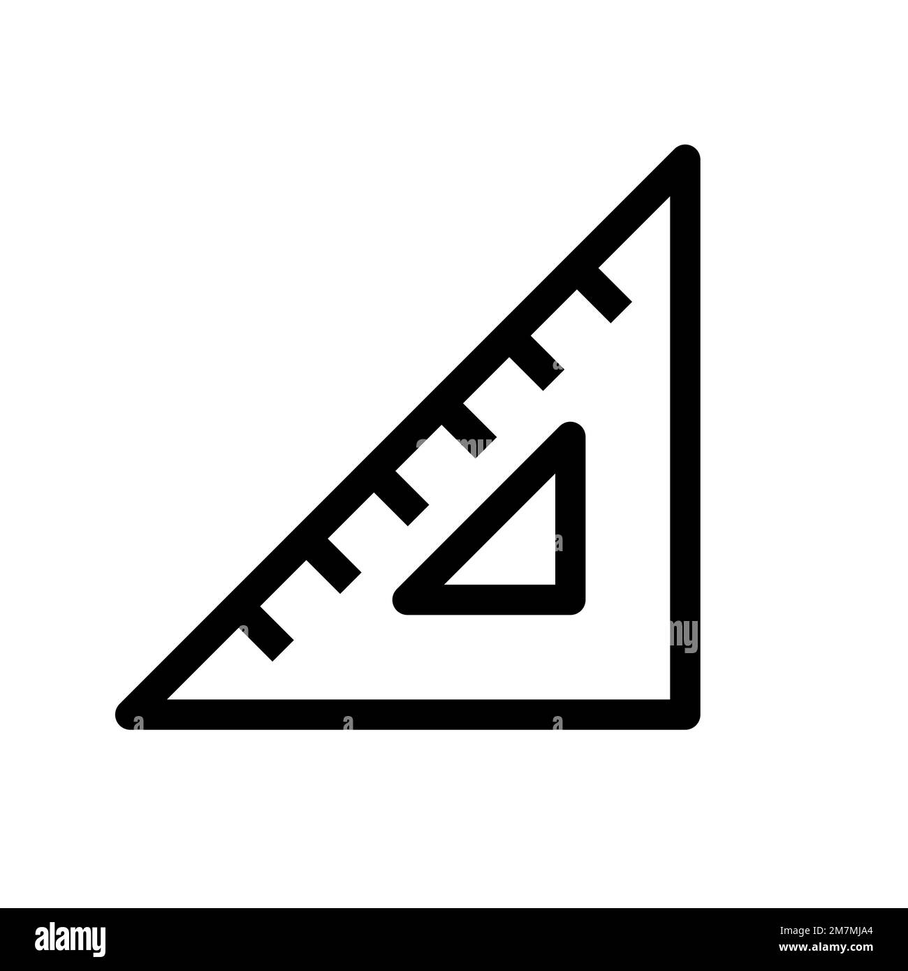 Education ruler icon line isolated on white background. Black flat thin ...