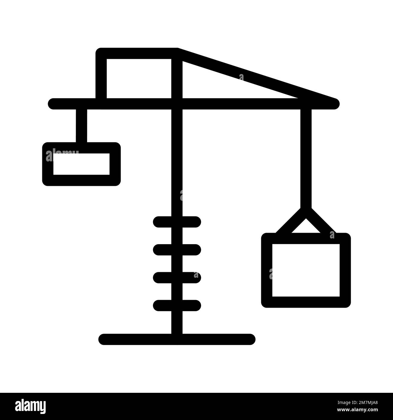 Construction crane icon line isolated on white background. Black flat ...