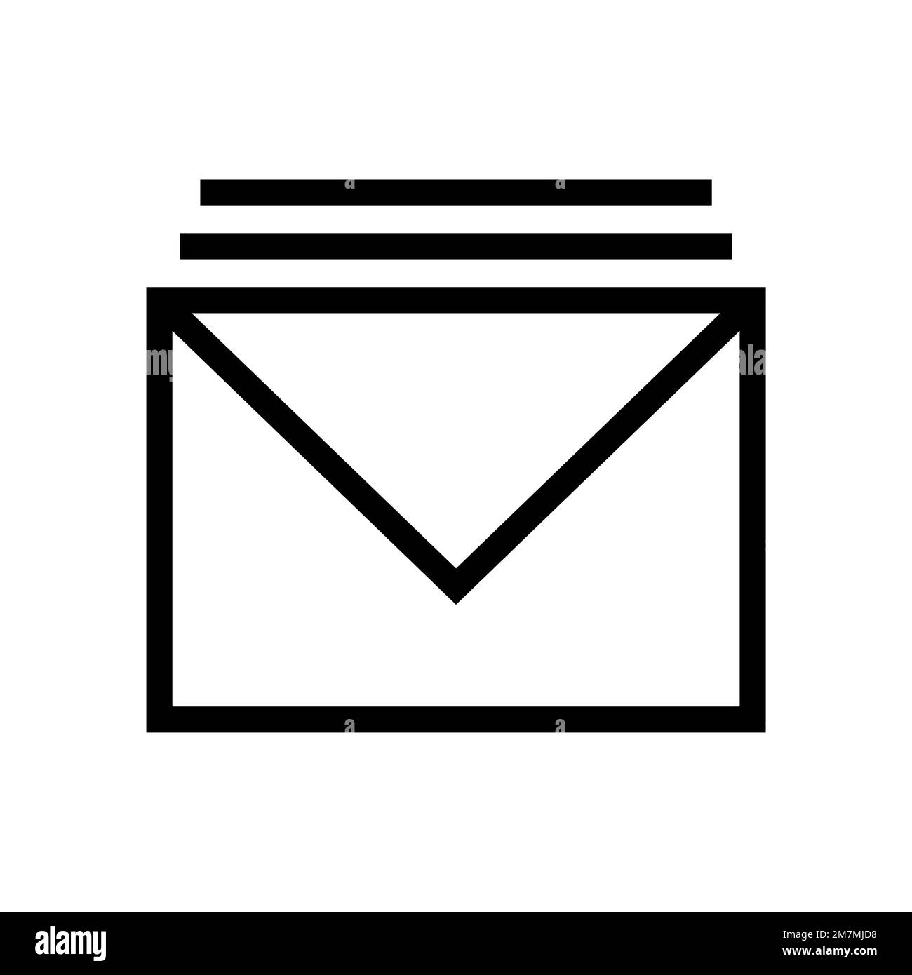 Stack mail icon line isolated on white background. Black flat thin icon ...