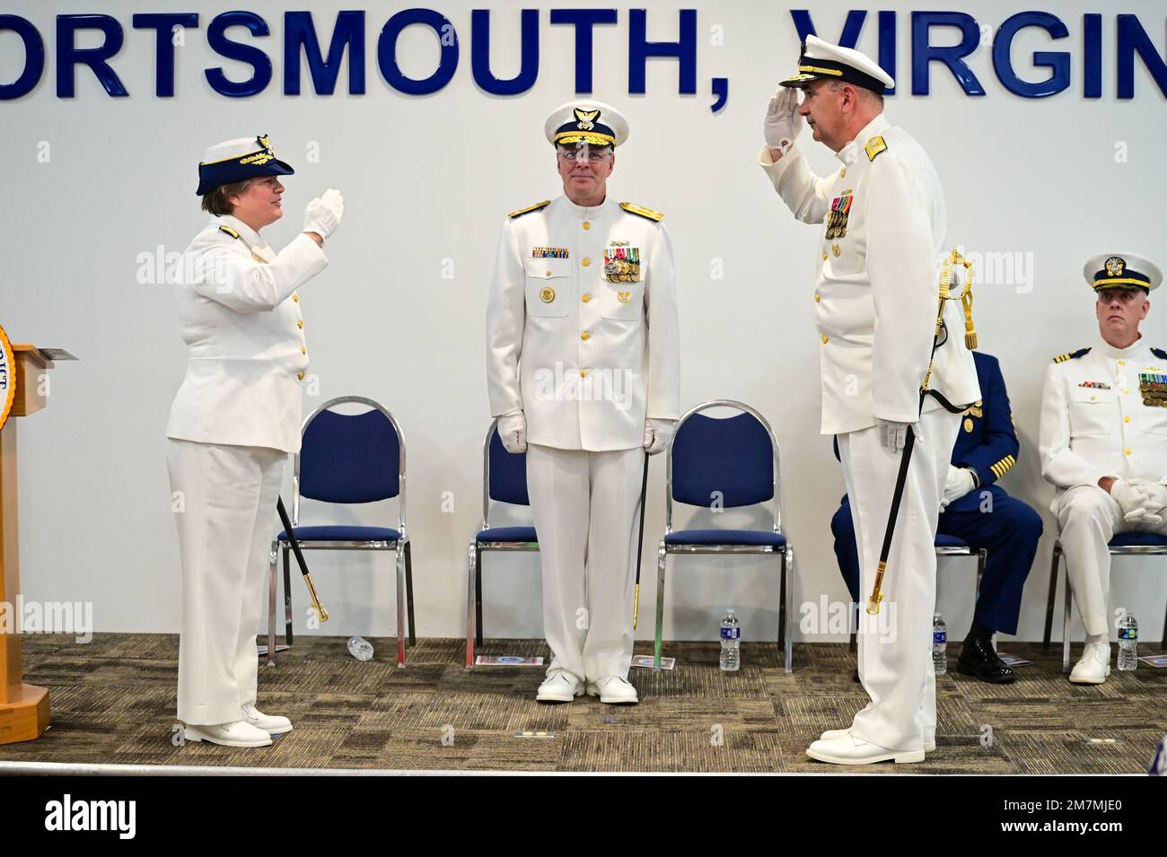 Rear Adm. Shannon Gilreath, incoming 5th District commander, salutes ...