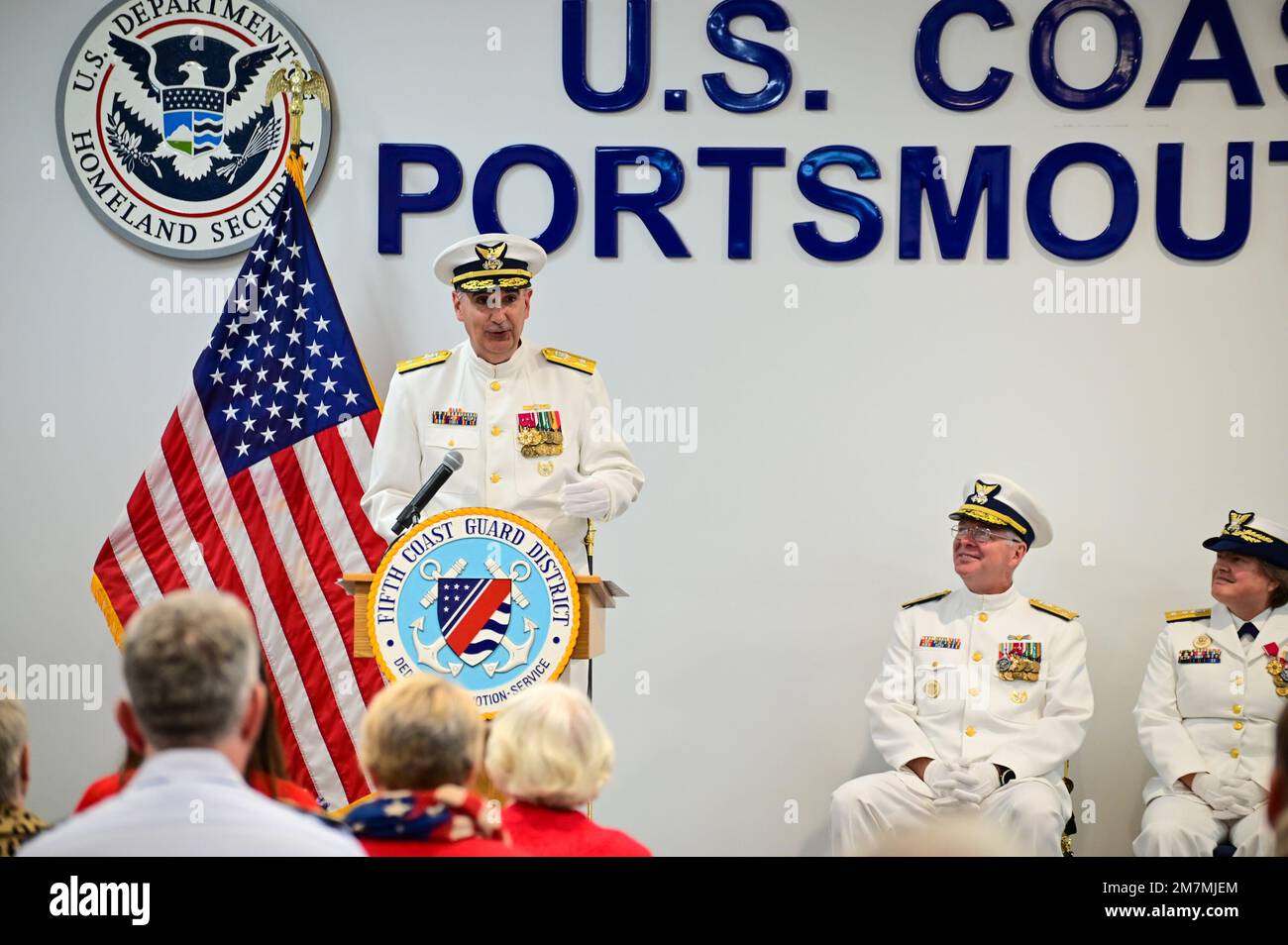 Rear Adm. Shannon Gilreath, incoming 5th District commander, gives his ...