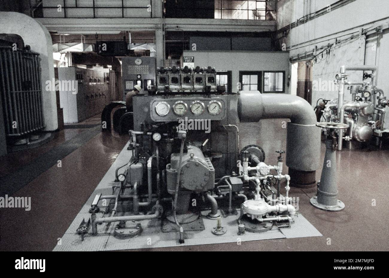 A view of pipes and valves that are used to carry steam to the ...